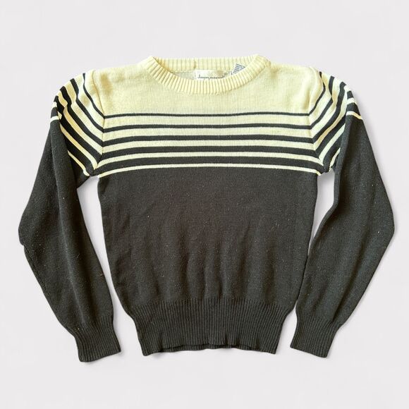 Tops | Vintage Jason Maxwell Black Cream Stripe Sweater Made In Korea ...